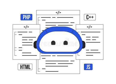 Ai Assisted Coding Duo Color Line Concept Vector Spot Illustration Stock Vector Illustration