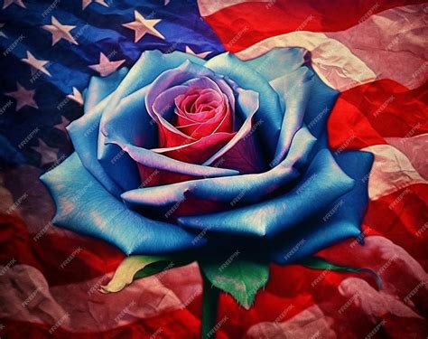 Premium Ai Image Arafed Rose On A Flag Background With Stars And