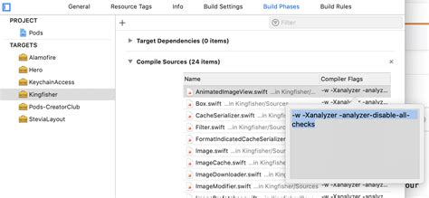 In Xcode How To Suppress All Warnings In Specific Source Files