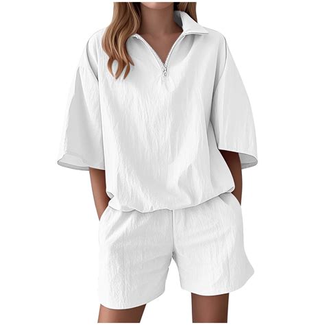Yillto Womens 2 Piece Short Sets Summer Loose Athletic Shorts And Zip