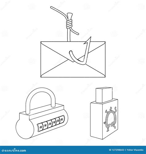 Hacker And Hacking Outline Icons In Set Collection For Design Hacker And Equipment Vector