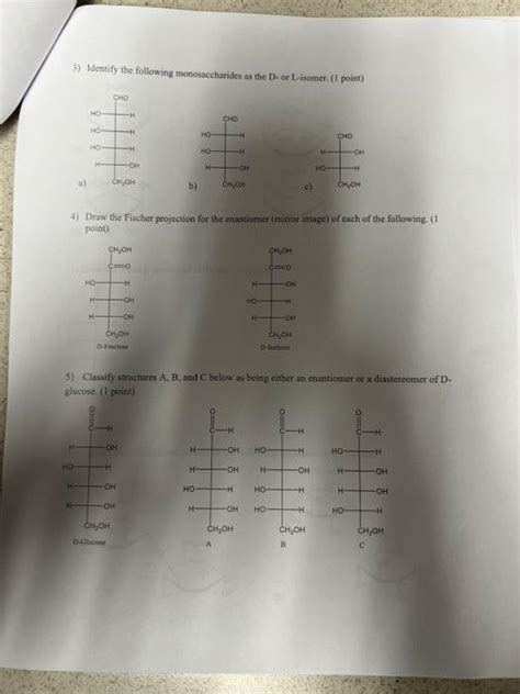 Solved 3 Identify The Following Monosaccharides As The D