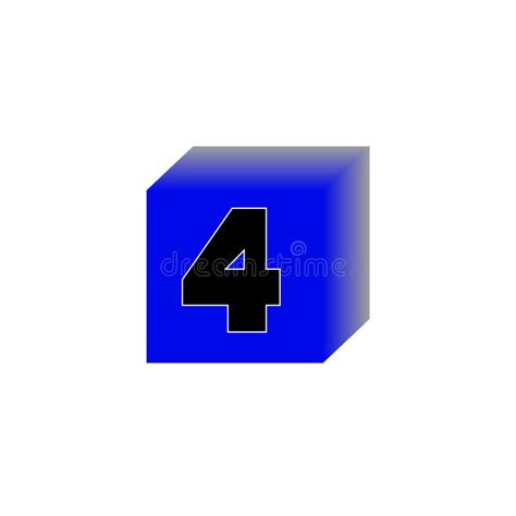 Number Four Cube Blue 3d Box Black Digit Shape Vector Numeric Symbol Stock Vector