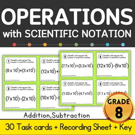 Operations With Scientific Notation Task Cards Addition And Subtraction