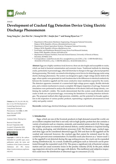 Pdf Development Of Cracked Egg Detection Device Using Electric Discharge Phenomenon