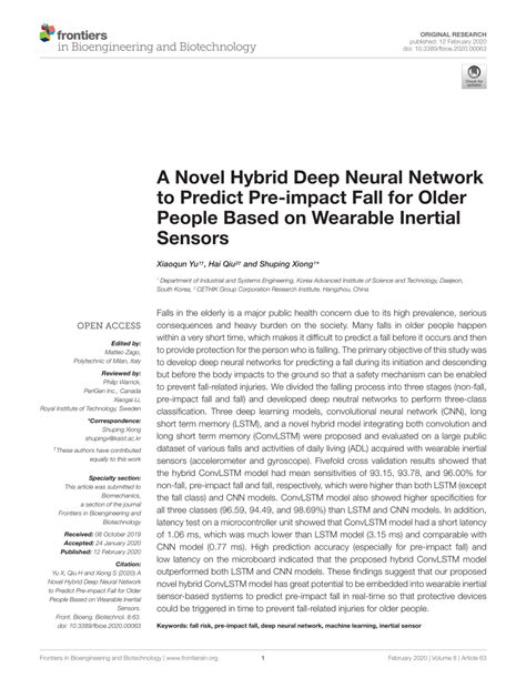 Pdf A Novel Hybrid Deep Neural Network To Predict Pre Impact Fall For Older People Based On