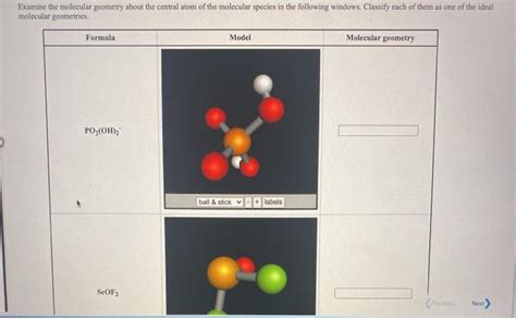 Solved Examine The Molecular Geometry About The Central Atom Chegg Com