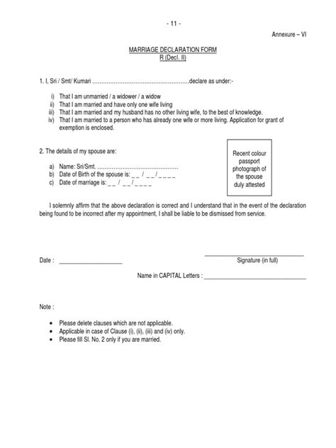 Annexure Vi Marriage Declaration Form Pdf
