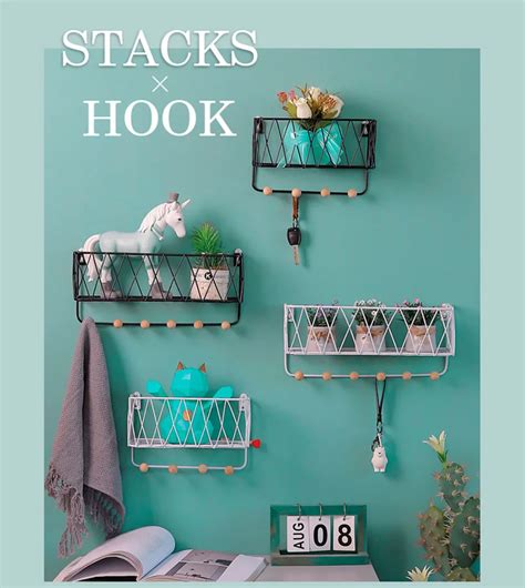 Скандинавские настенные Подвесные плавающие полки настенный Декор металлическая Железная Сетка