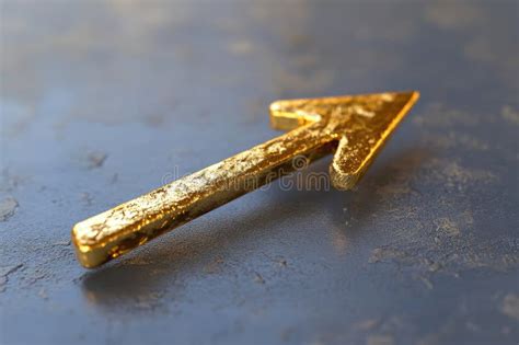 Golden Arrow Pointing Upwards On A Textured Surface A Golden Arrow Pointing Upwards Symbolizing