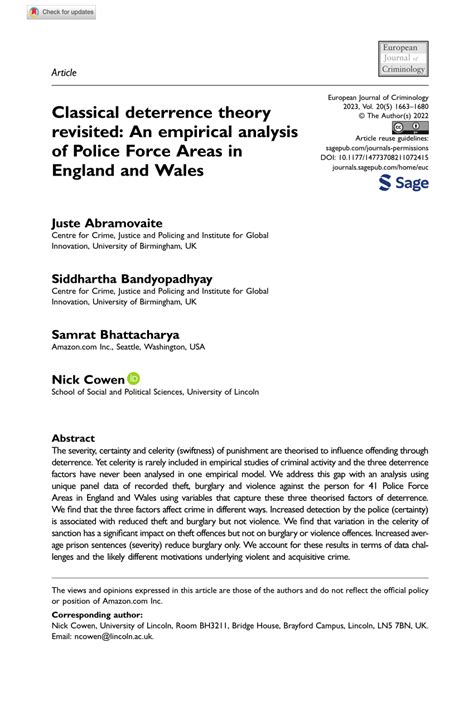 Pdf Classical Deterrence Theory Revisited An Empirical Analysis Of