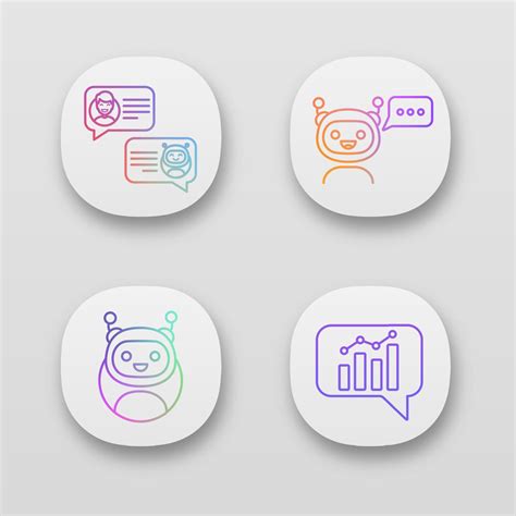 chatbots app icons set ui ux user interface virtual assistants graph and chat bots modern