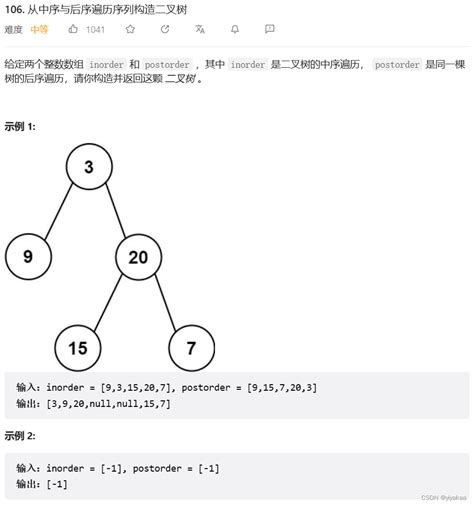从中序与后序遍历序列构造二叉树 CSDN博客