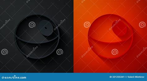Paper Cut Planet Icon Isolated On Black And Red Background Paper Art Style Stock Vector