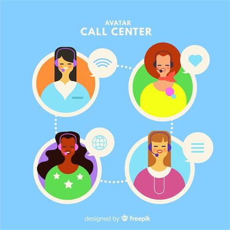 콜센터 아바타 모음 무료 벡터