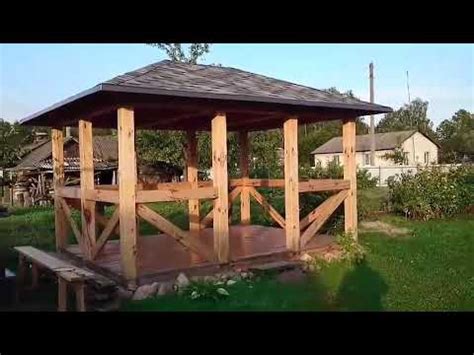 Беседка из бруса на 20 человек. Год спустя. - YouTube