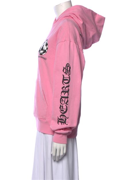 Chrome Hearts Graphic Print Crew Neck Hoodie Pink Sweatshirts