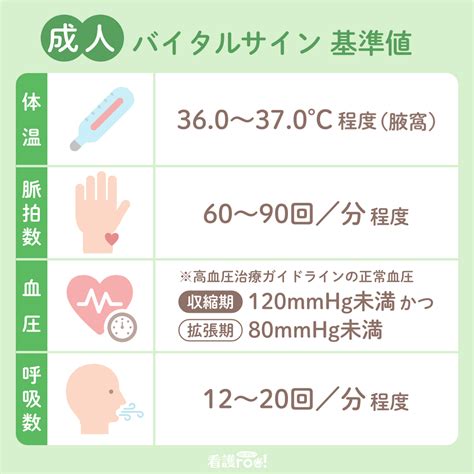 バイタルサイン基準値まとめ成人小児高齢者 看護roo カンゴルー
