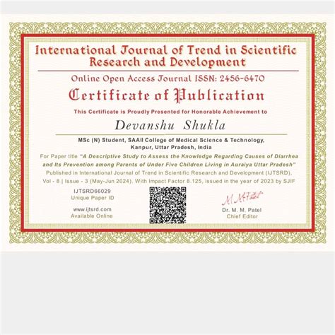 Research Publications Certificate Devanshu Shukla