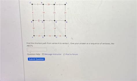 Solved Find The Shortest Path From Vertex A To Vertex L