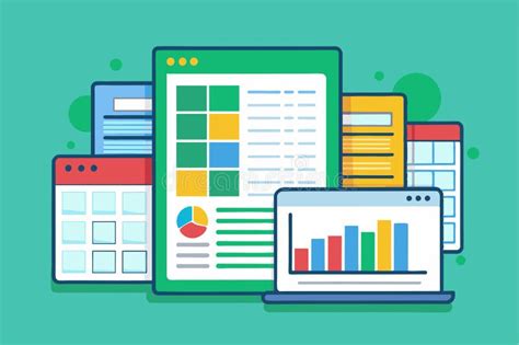 Vibrant Illustration Showcases Various Customizable Spreadsheets