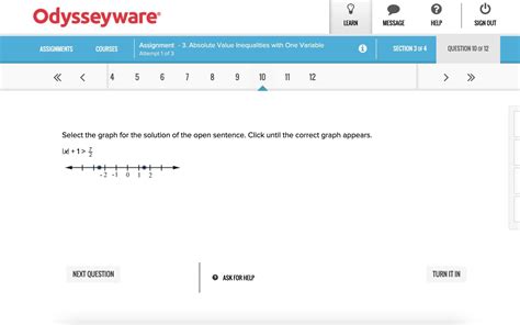 select the graph for the solution of the open sentence click until the