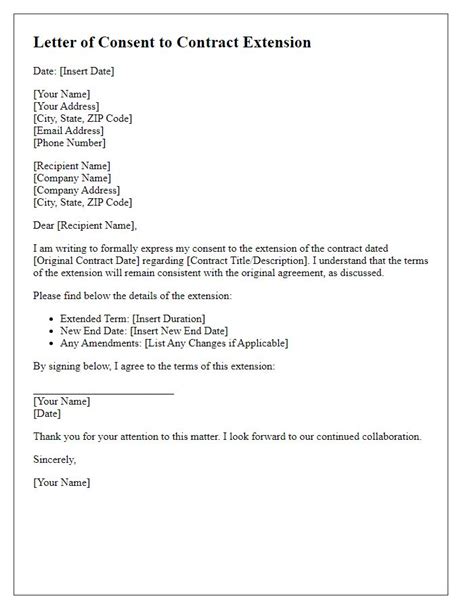 Letter Template For Contract Extension Acceptance Free Samples In Pdf