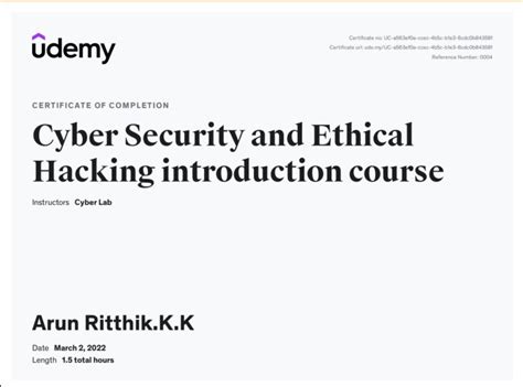 Arun Ritthik K K On Linkedin Cybersecurity Udemy Ethicalhacking