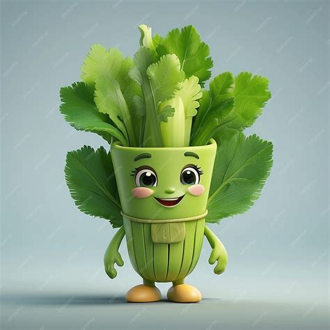 Premium Photo 3d Cute Celery Character