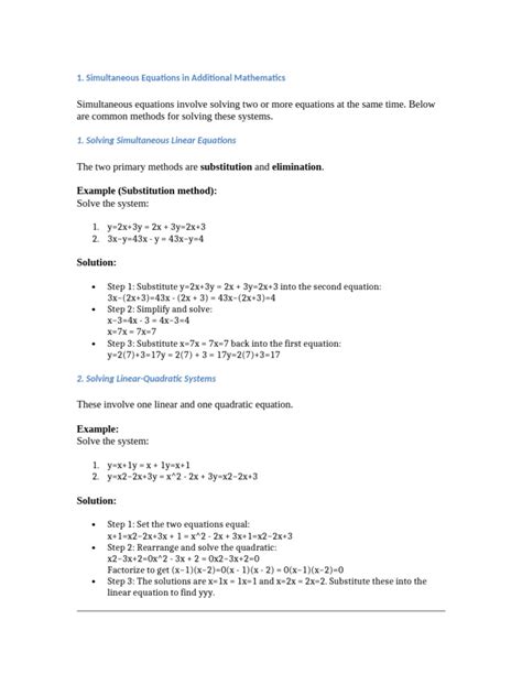 Solving Simultaneous Linear Equations Pdf