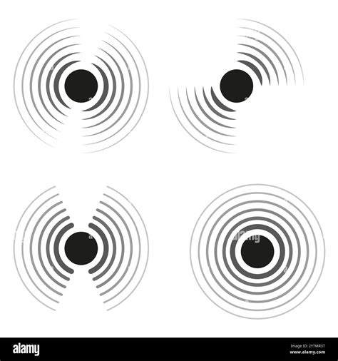 Radial Pattern Set Circular Concentric Shapes Vector Abstract Lines Black And Gray Elements