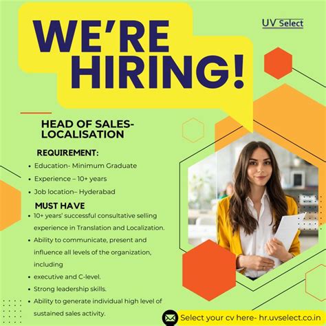 Uv Select On Linkedin We Are Hiring Head Of Sales Localisation