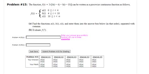 Solved Problem 15 The Function F T 5t U T4 U T10 Chegg Com