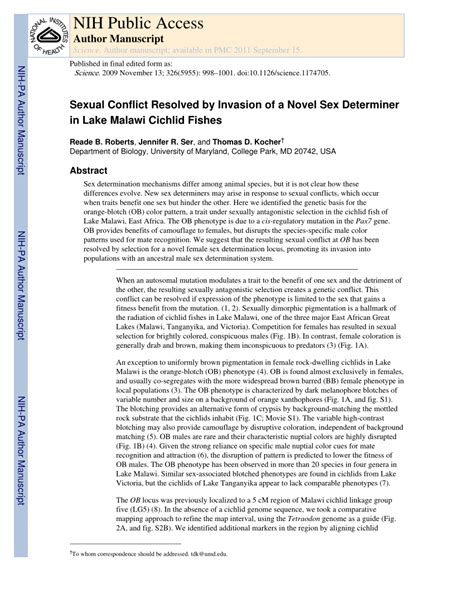 Pdf Sexual Conflict Resolved By Invasion Of A Novel Sex Determiner In