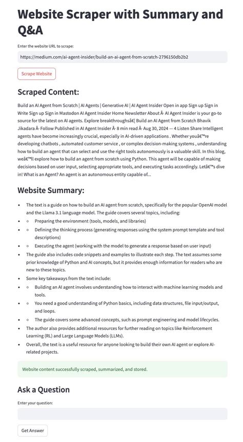 Python Streamlit Llm Ai Machinelearning Webscraping Localllm
