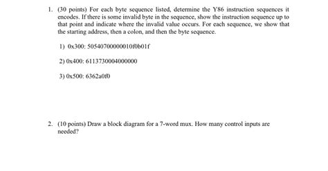 Solved 1 30 Points For Each Byte Sequence Listed