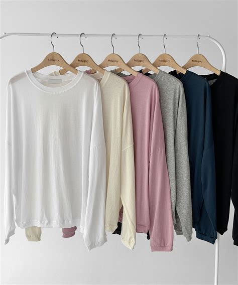 밀라그레이 오버핏 박스 박시 여름 긴팔 얇은 긴팔 무지 시스루 맨투맨 티 롱슬리브