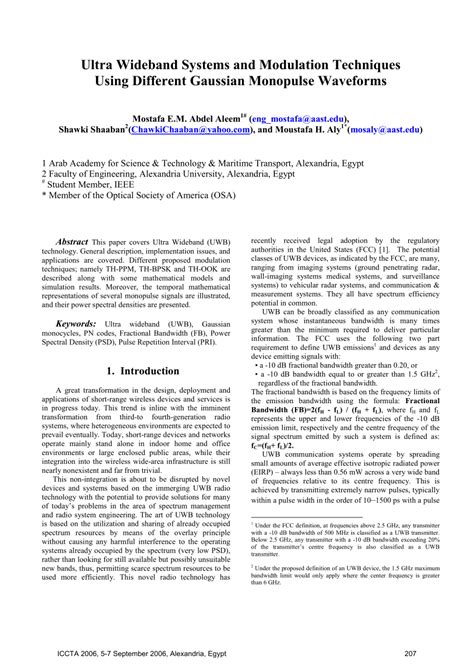 Pdf Ultra Wideband Systems And Modulation Techniques Using Different Gaussian Monopulse Waveforms