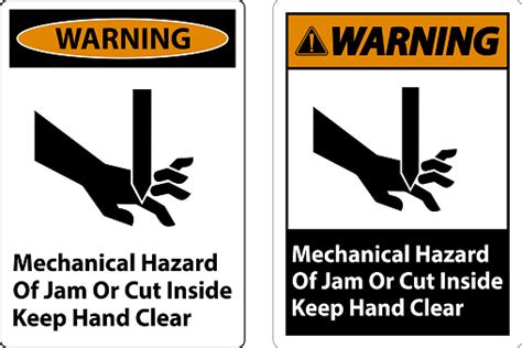 경고 잼의 기계적 위험 또는 내부 절단 손을 깨끗하게 유지 경고 기호에 대한 스톡 벡터 아트 및 기타 이미지 경고 기호 기계 부분 기어 기계 부분 Istock