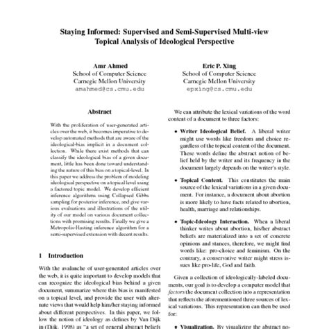 Staying Informed Supervised And Semi Supervised Multi View Topical Analysis Of Ideological