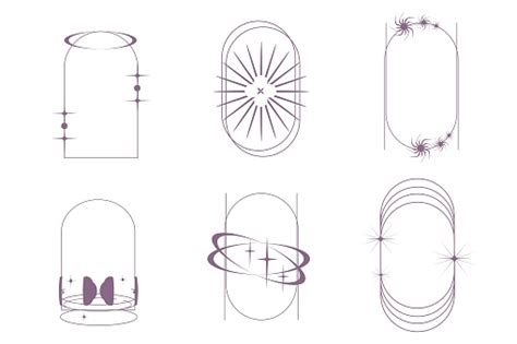 Y2k 미적 프레임 현대 Sipmle 그래픽 별 원 형태가 있는 복고풍 기하학적 모양 추상 Y2k 양식을 설정합니다 최소한의 미적 디자인 트렌디한 벡터 그림입니다 0명에