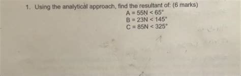 Solved Using The Analytical Approach Find The Resultant Chegg