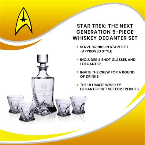Star Trek The Next Generation 5 Piece Whiskey Decanter Set Whiskey Decanter Set Whiskey