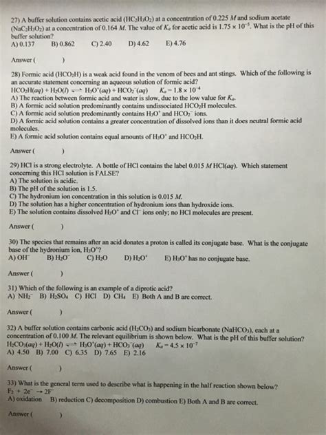 Solved A Buffer Solution Contains Acetic Acid Hc 2h 3o 2