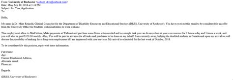 Employment Scam Targeting Students News University It