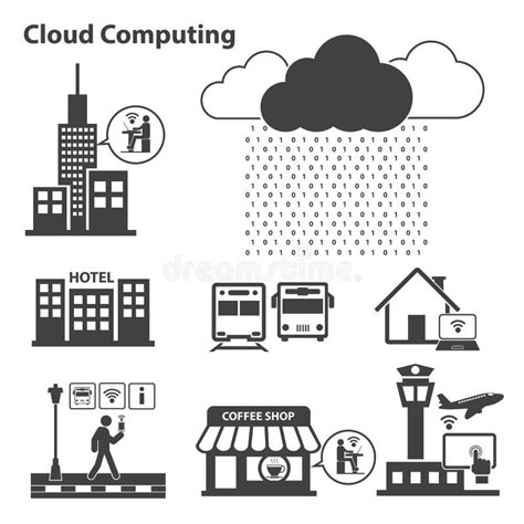 Big Data Icons Set Cloud Computing Stock Vector Illustration Of