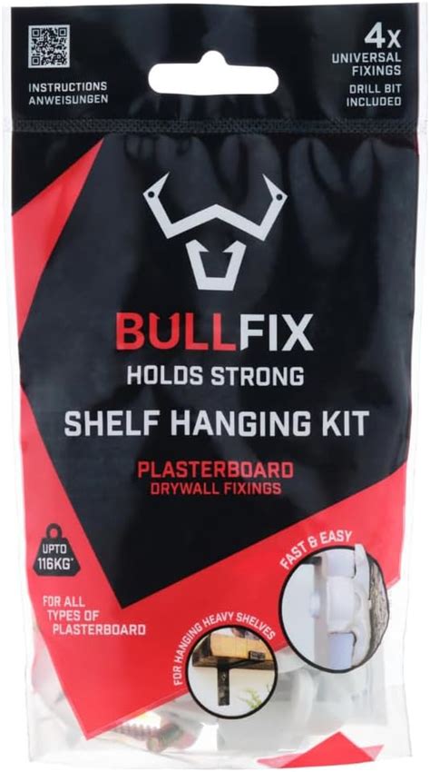 Bullfix Shelf Fixing Kit Heavy Duty Plasterboard Fixings For Shelves 4 Bullfix Universal