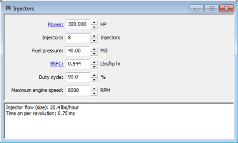 Speed Wiz Fuel Injectors Calculation