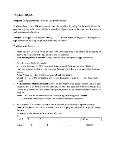 3 It Adv Java Lecture Notes Collections Purpose To Represent Many Values By Using Single