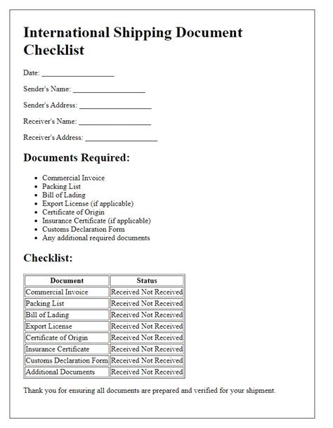 Letter Template For Export Documentation Checklist Free Samples In Pdf Letterin